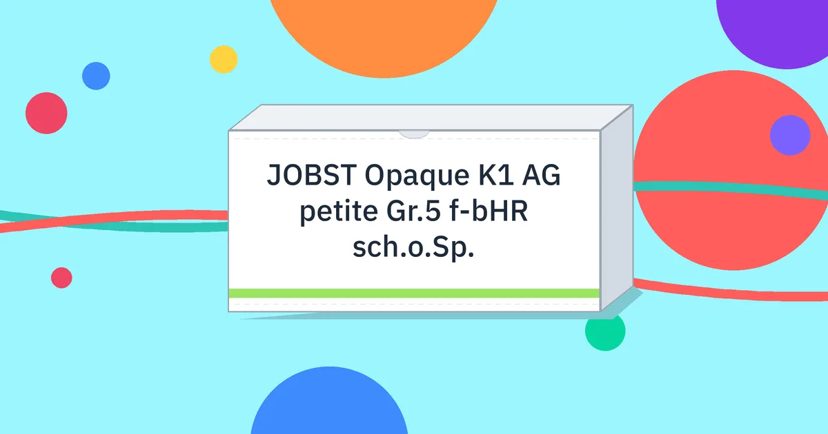 Symbolbild: Packung mit der Aufschrift JOBST Opaque K1 AG petite Gr.5 f-bHR sch.o.Sp. (PZN 13087563) – Verfügbarkeit und Bezug in Apotheken in Frankfurt am Main