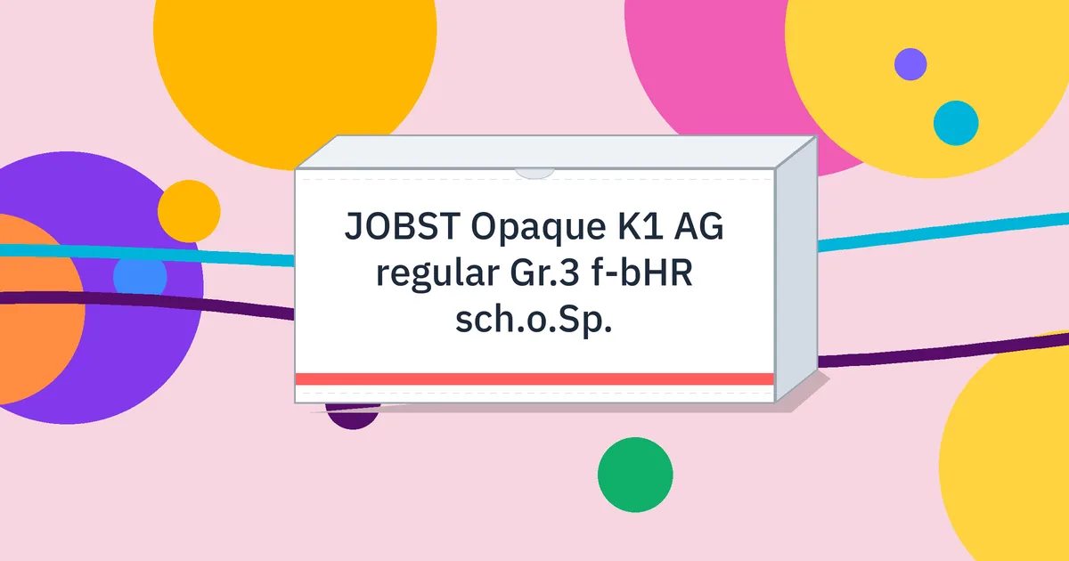 Symbolbild: Packung mit der Aufschrift JOBST Opaque K1 AG regular Gr.3 f-bHR sch.o.Sp. (PZN 13094592) – Verfügbarkeit und Bezug in Apotheken in Frankfurt am Main