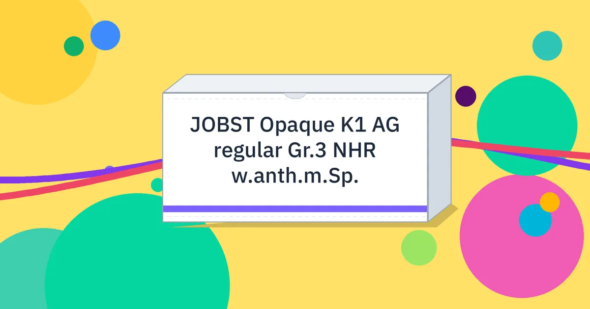 Symbolbild: Packung mit der Aufschrift JOBST Opaque K1 AG regular Gr.3 NHR w.anth.m.Sp. (PZN 16264818) – Verfügbarkeit und Bezug in Apotheken in Frankfurt am Main
