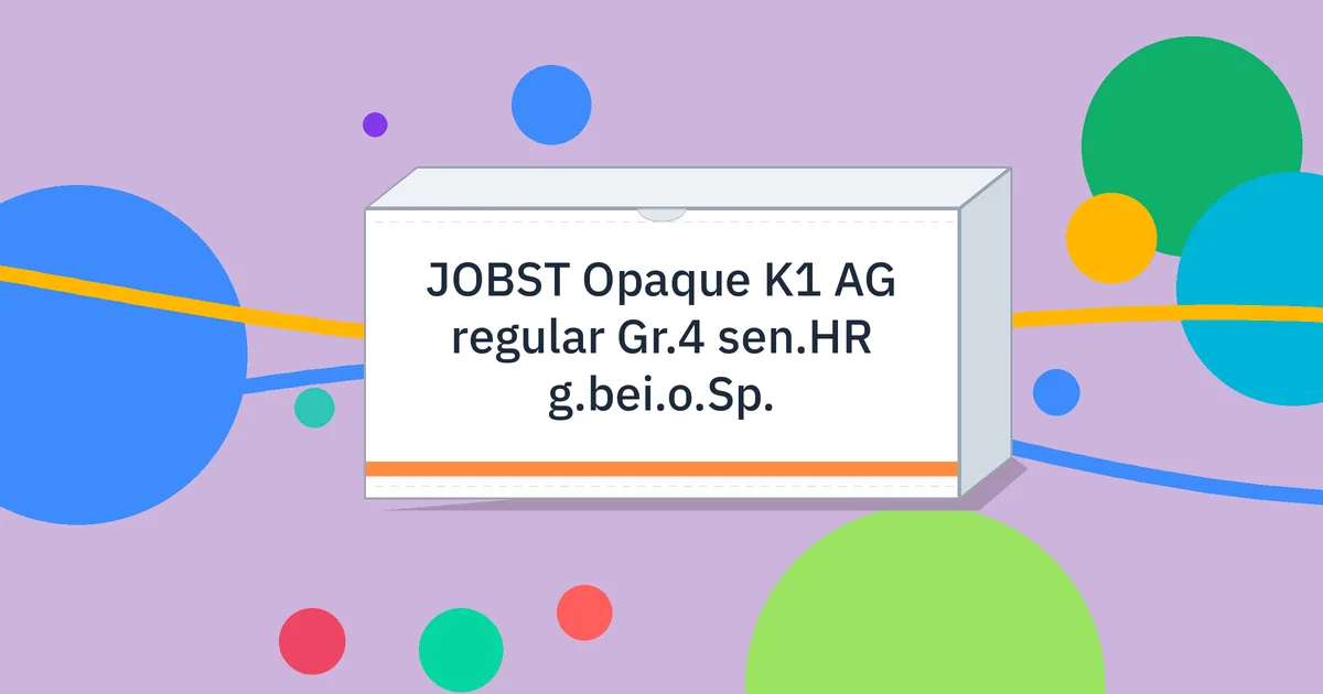 Symbolbild: Packung mit der Aufschrift JOBST Opaque K1 AG regular Gr.4 sen.HR g.bei.o.Sp. (PZN 16265781) – Verfügbarkeit und Bezug in Apotheken in Frankfurt am Main