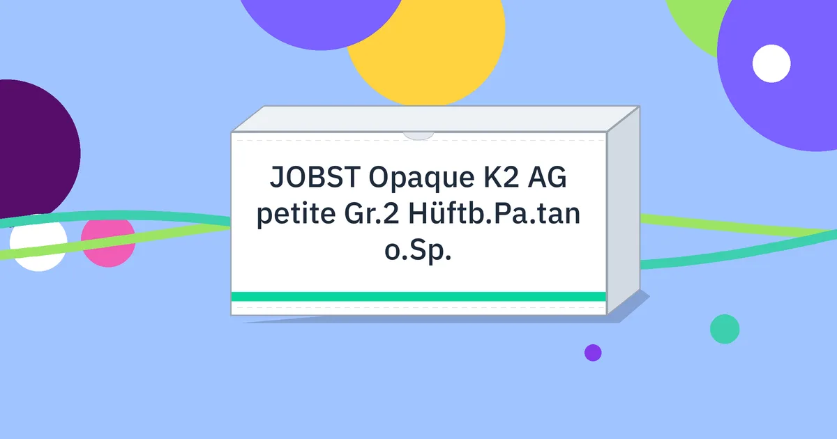 Symbolbild: Packung mit der Aufschrift JOBST Opaque K2 AG petite Gr.2 Hüftb.Pa.tan o.Sp. (PZN 16288227) – Verfügbarkeit und Bezug in Apotheken in Frankfurt am Main