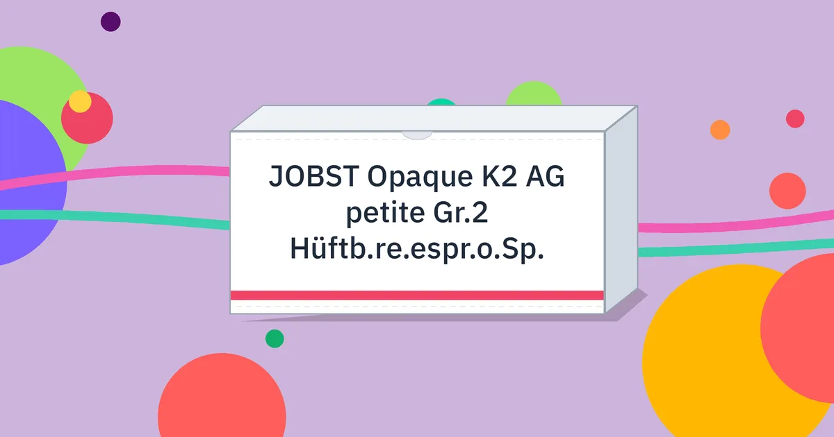Symbolbild: Packung mit der Aufschrift JOBST Opaque K2 AG petite Gr.2 Hüftb.re.espr.o.Sp. (PZN 16288411) – Verfügbarkeit und Bezug in Apotheken in Frankfurt am Main