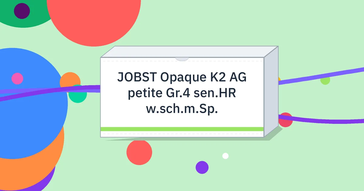 Symbolbild: Packung mit der Aufschrift JOBST Opaque K2 AG petite Gr.4 sen.HR w.sch.m.Sp. (PZN 11257038) – Verfügbarkeit und Bezug in Apotheken in Frankfurt am Main