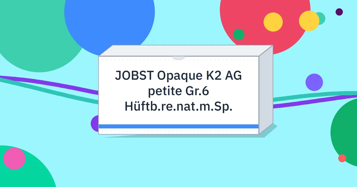 Symbolbild: Packung mit der Aufschrift JOBST Opaque K2 AG petite Gr.6 Hüftb.re.nat.m.Sp. (PZN 13115153) – Verfügbarkeit und Bezug in Apotheken in Frankfurt am Main