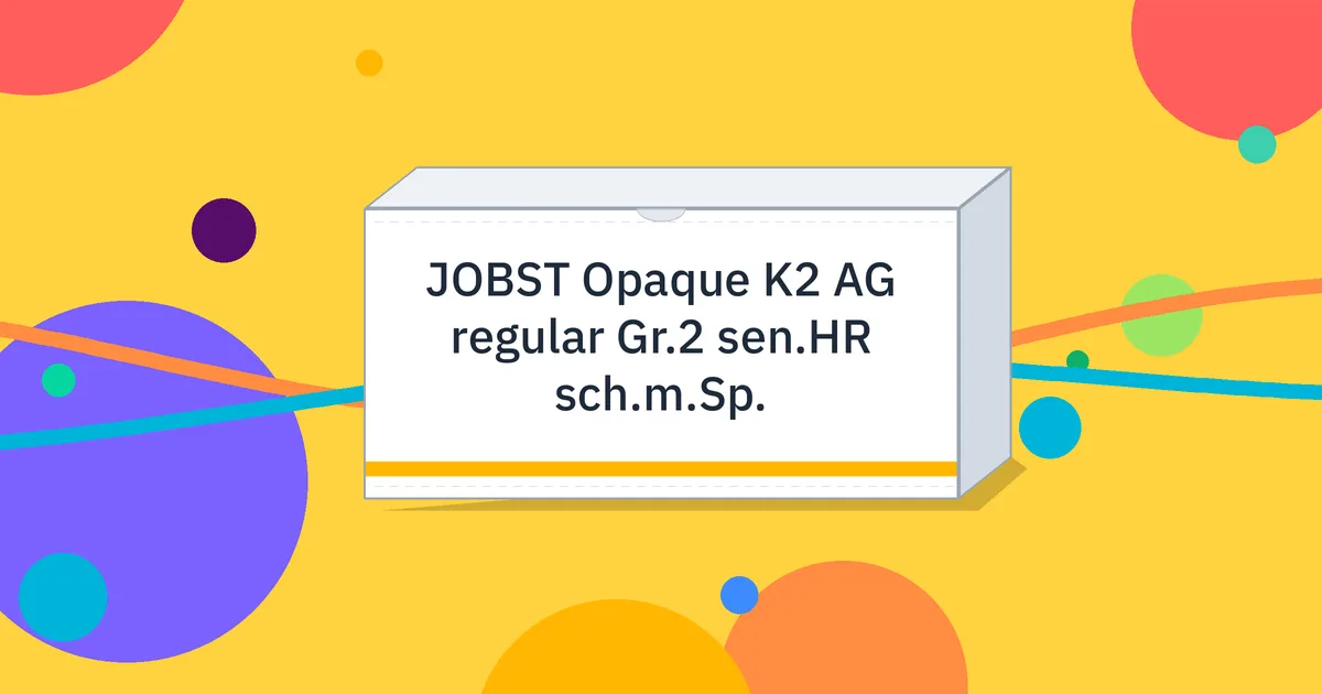 Symbolbild: Packung mit der Aufschrift JOBST Opaque K2 AG regular Gr.2 sen.HR sch.m.Sp. (PZN 12142805) – Verfügbarkeit und Bezug in Apotheken in Frankfurt am Main