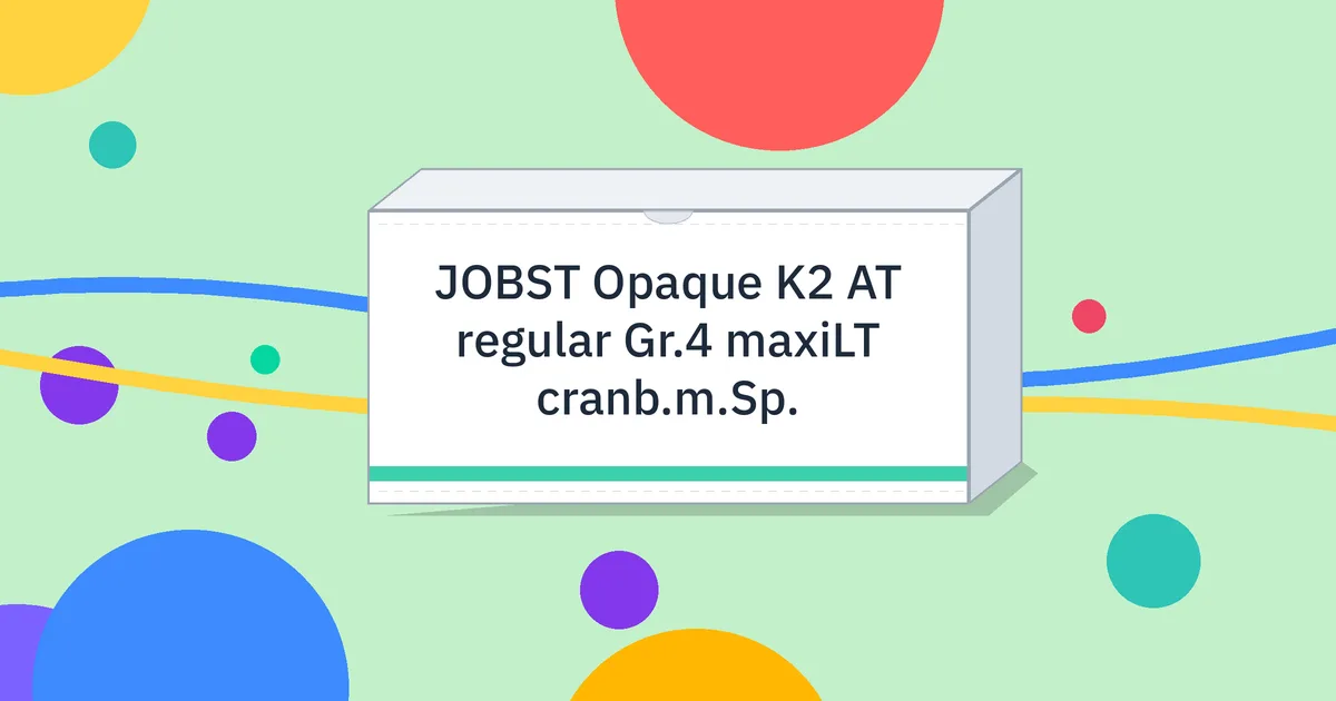 Symbolbild: Packung mit der Aufschrift JOBST Opaque K2 AT regular Gr.4 maxiLT cranb.m.Sp. (PZN 13121515) – Verfügbarkeit und Bezug in Apotheken in Frankfurt am Main