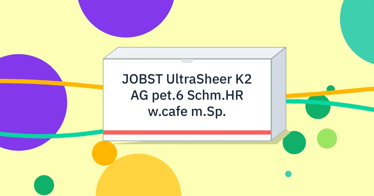 Symbolbild: Packung mit der Aufschrift JOBST UltraSheer K2 AG pet.6 Schm.HR w.cafe m.Sp. (PZN 13142084) – Verfügbarkeit und Bezug in Apotheken in Frankfurt am Main