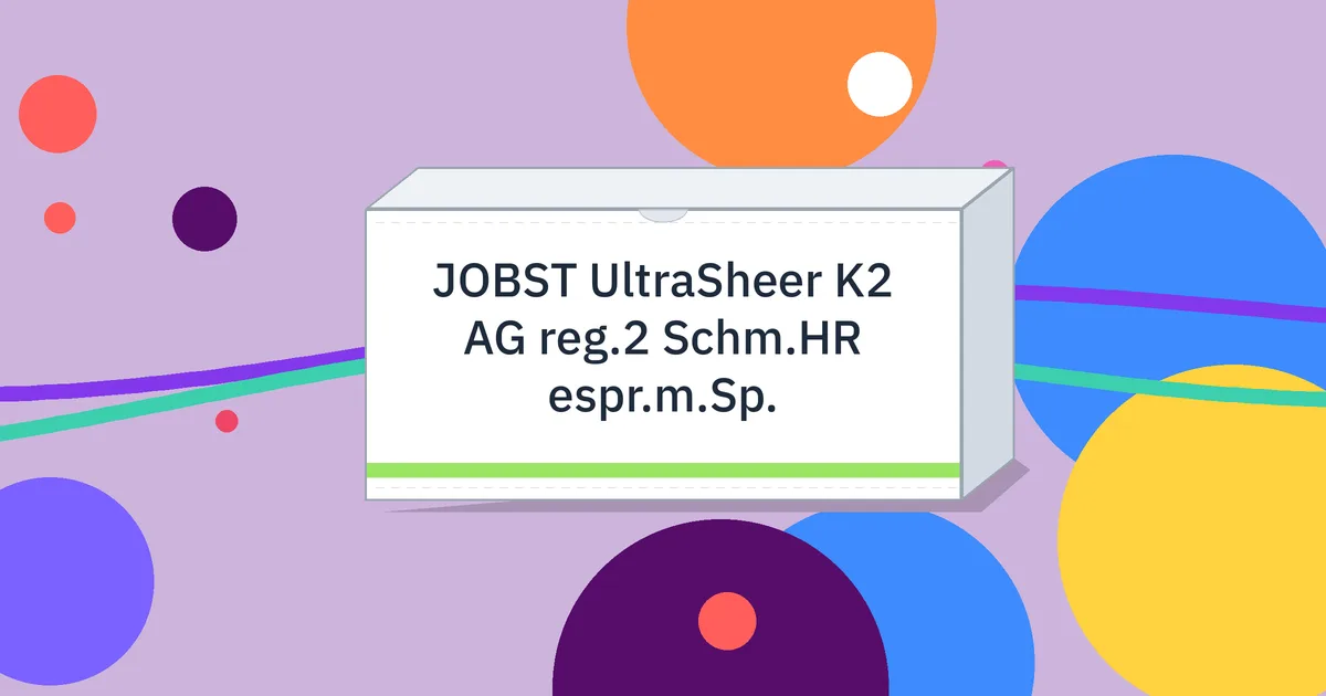 Symbolbild: Packung mit der Aufschrift JOBST UltraSheer K2 AG reg.2 Schm.HR espr.m.Sp. (PZN 16311593) – Verfügbarkeit und Bezug in Apotheken in Frankfurt am Main