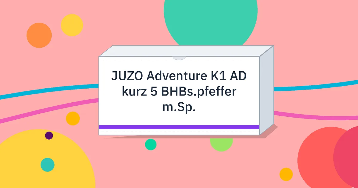 Symbolbild: Packung mit der Aufschrift JUZO Adventure K1 AD kurz 5 BHBs.pfeffer m.Sp. (PZN 15496165) – Verfügbarkeit und Bezug in Apotheken in Frankfurt am Main