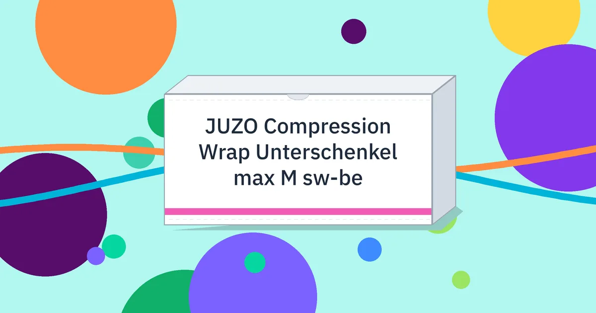 Symbolbild: Packung mit der Aufschrift JUZO Compression Wrap Unterschenkel max M sw-be (PZN 13580619) – Verfügbarkeit und Bezug in Apotheken in Frankfurt am Main