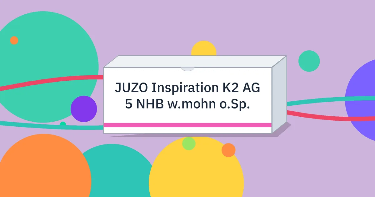 Symbolbild: Packung mit der Aufschrift JUZO Inspiration K2 AG 5 NHB w.mohn o.Sp. (PZN 14918397) – Verfügbarkeit und Bezug in Apotheken in Frankfurt am Main