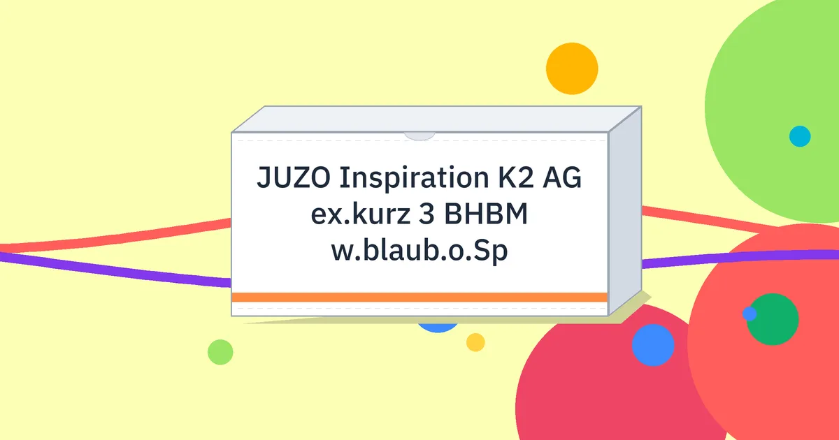 Symbolbild: Packung mit der Aufschrift JUZO Inspiration K2 AG ex.kurz 3 BHBM w.blaub.o.Sp (PZN 14886013) – Verfügbarkeit und Bezug in Apotheken in Frankfurt am Main
