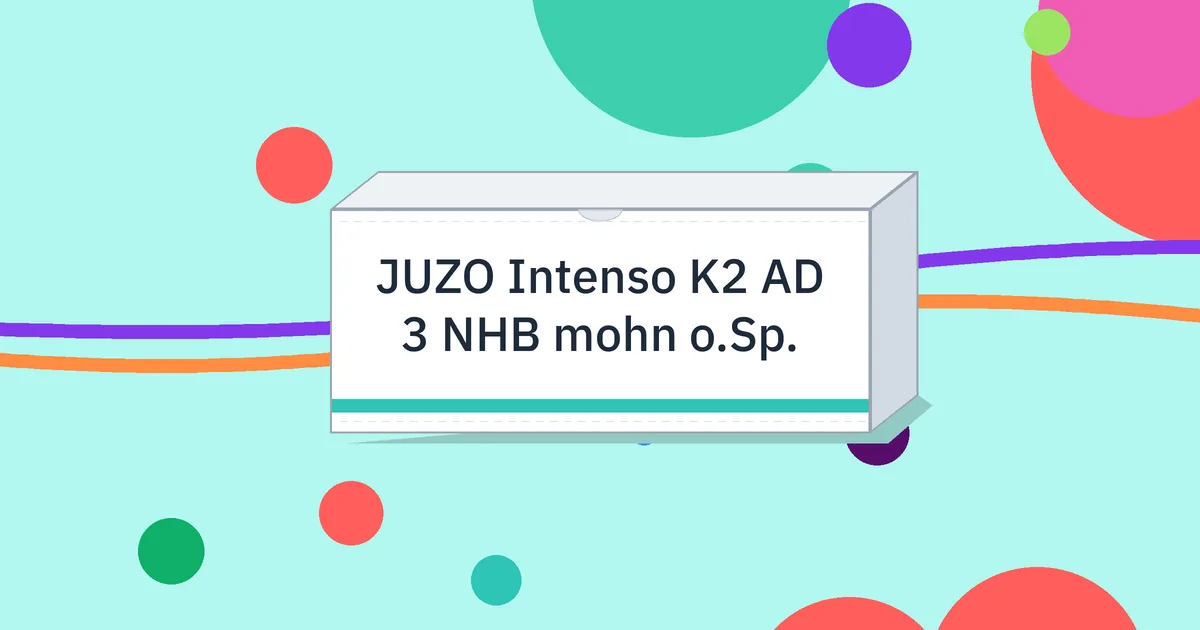 Symbolbild: Packung mit der Aufschrift JUZO Intenso K2 AD 3 NHB mohn o.Sp. (PZN 18620571) – Verfügbarkeit und Bezug in Apotheken in Frankfurt am Main