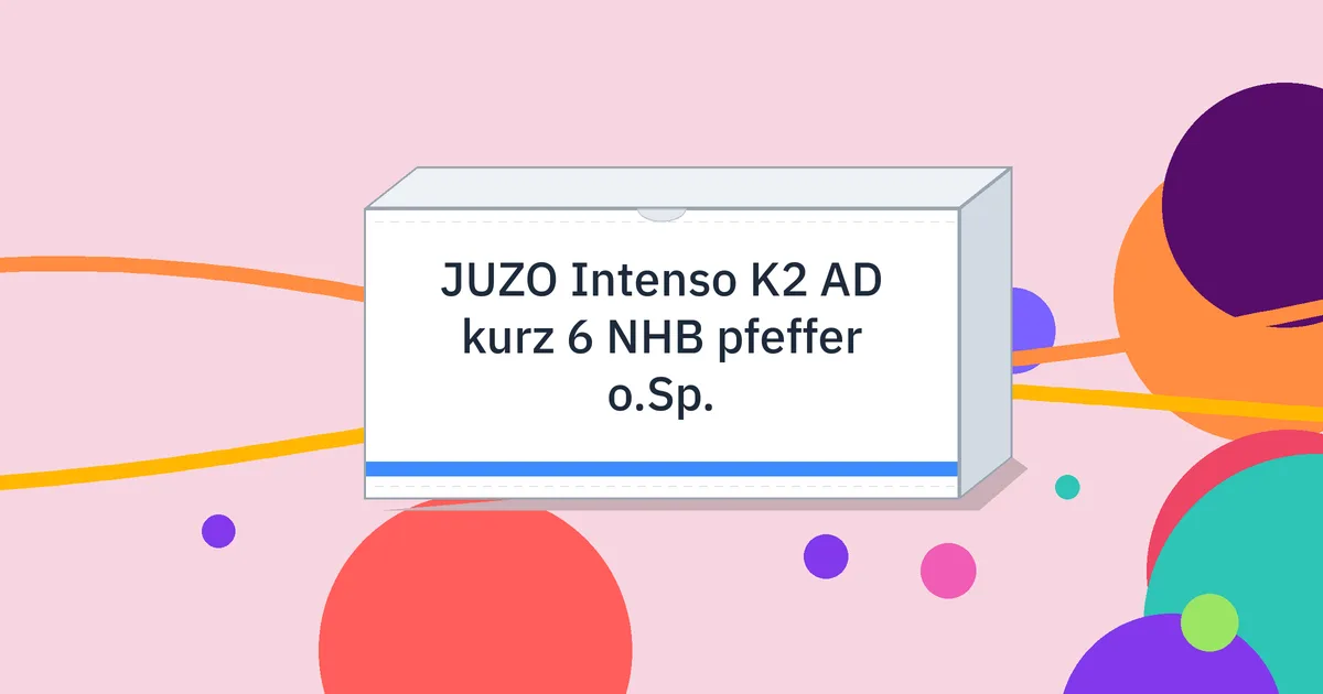 Symbolbild: Packung mit der Aufschrift JUZO Intenso K2 AD kurz 6 NHB pfeffer o.Sp. (PZN 18621406) – Verfügbarkeit und Bezug in Apotheken in Frankfurt am Main