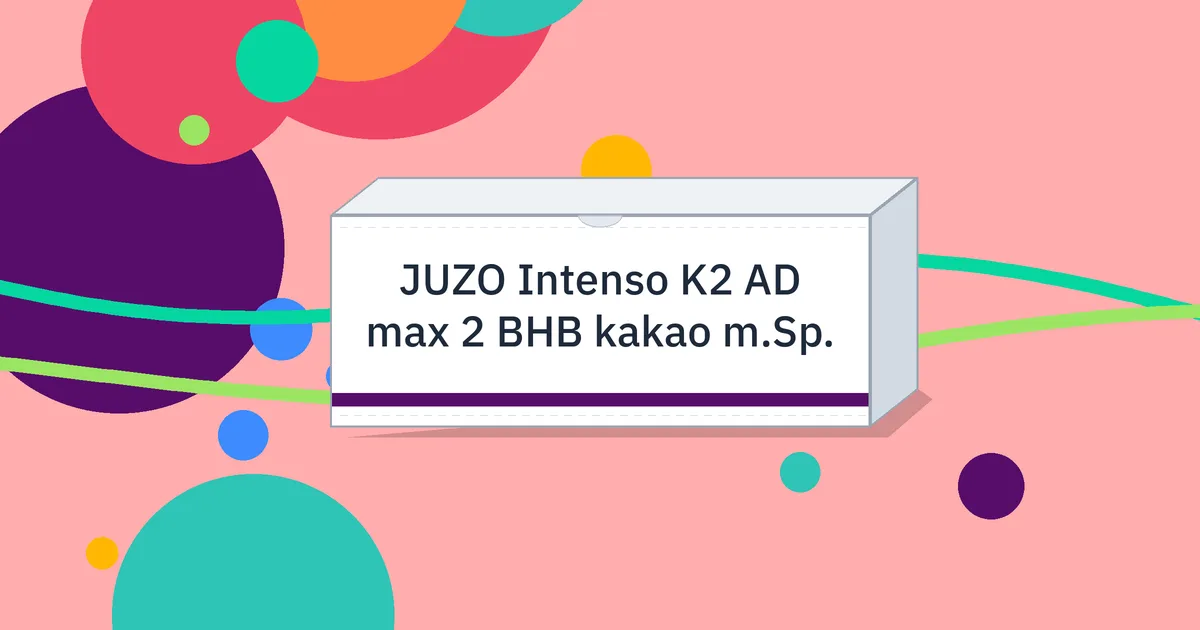 Symbolbild: Packung mit der Aufschrift JUZO Intenso K2 AD max 2 BHB kakao m.Sp. (PZN 18616575) – Verfügbarkeit und Bezug in Apotheken in Frankfurt am Main