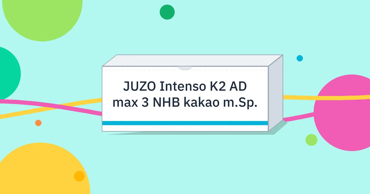Symbolbild: Packung mit der Aufschrift JUZO Intenso K2 AD max 3 NHB kakao m.Sp. (PZN 18613039) – Verfügbarkeit und Bezug in Apotheken in Frankfurt am Main