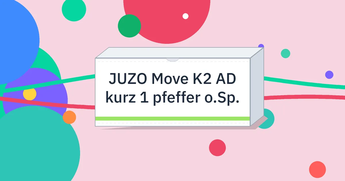 Symbolbild: Packung mit der Aufschrift JUZO Move K2 AD kurz 1 pfeffer o.Sp. (PZN 16342180) – Verfügbarkeit und Bezug in Apotheken in Frankfurt am Main