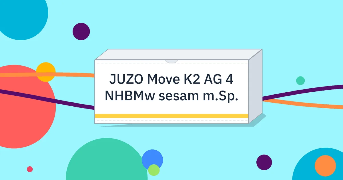 Symbolbild: Packung mit der Aufschrift JUZO Move K2 AG 4 NHBMw sesam m.Sp. (PZN 18523626) – Verfügbarkeit und Bezug in Apotheken in Frankfurt am Main