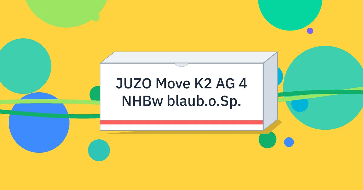 Symbolbild: Packung mit der Aufschrift JUZO Move K2 AG 4 NHBw blaub.o.Sp. (PZN 18556666) – Verfügbarkeit und Bezug in Apotheken in Frankfurt am Main