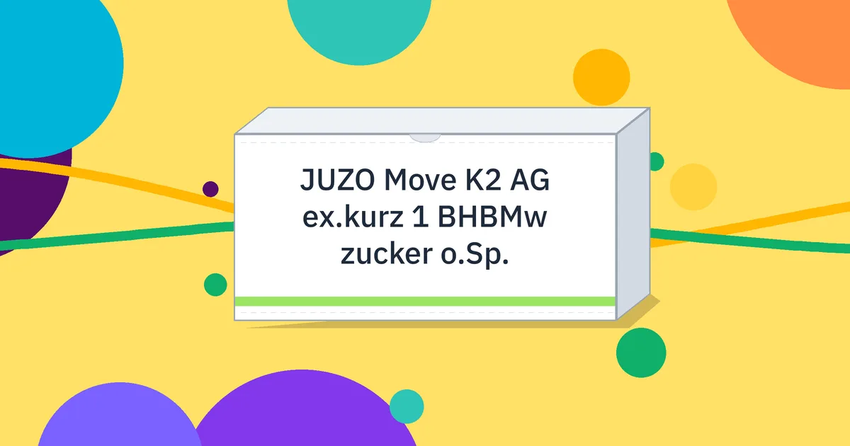 Symbolbild: Packung mit der Aufschrift JUZO Move K2 AG ex.kurz 1 BHBMw zucker o.Sp. (PZN 18534618) – Verfügbarkeit und Bezug in Apotheken in Frankfurt am Main