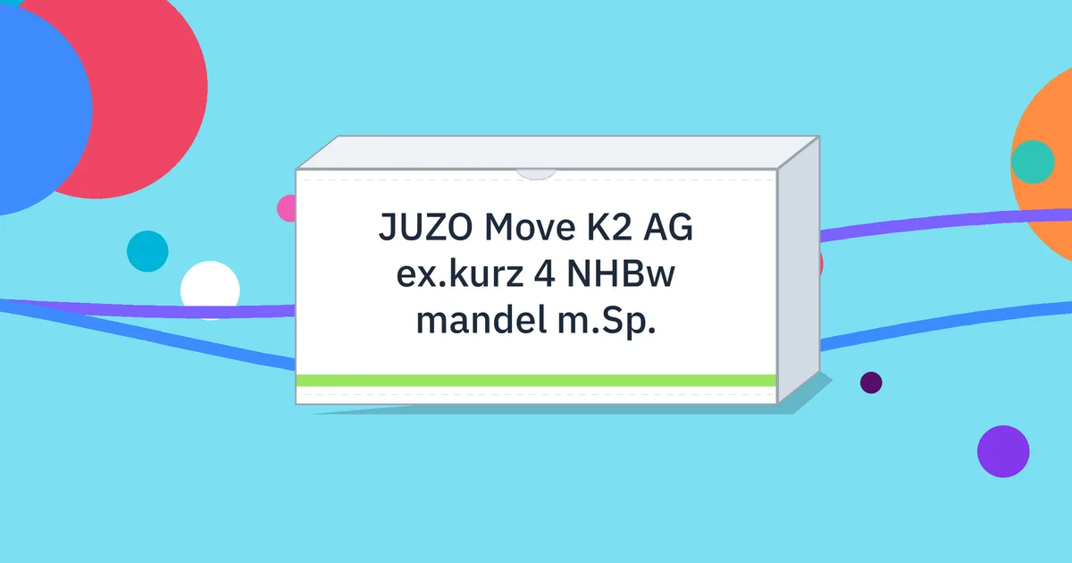 Symbolbild: Packung mit der Aufschrift JUZO Move K2 AG ex.kurz 4 NHBw mandel m.Sp. (PZN 16640701) – Verfügbarkeit und Bezug in Apotheken in Frankfurt am Main