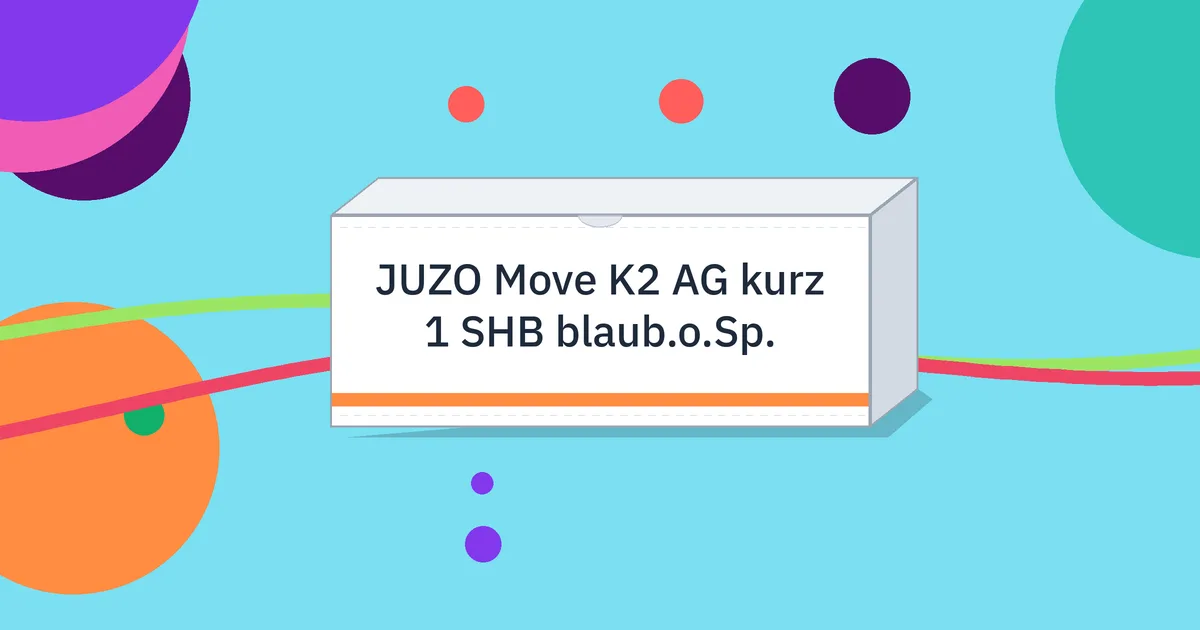 Symbolbild: Packung mit der Aufschrift JUZO Move K2 AG kurz 1 SHB blaub.o.Sp. (PZN 18561437) – Verfügbarkeit und Bezug in Apotheken in Frankfurt am Main
