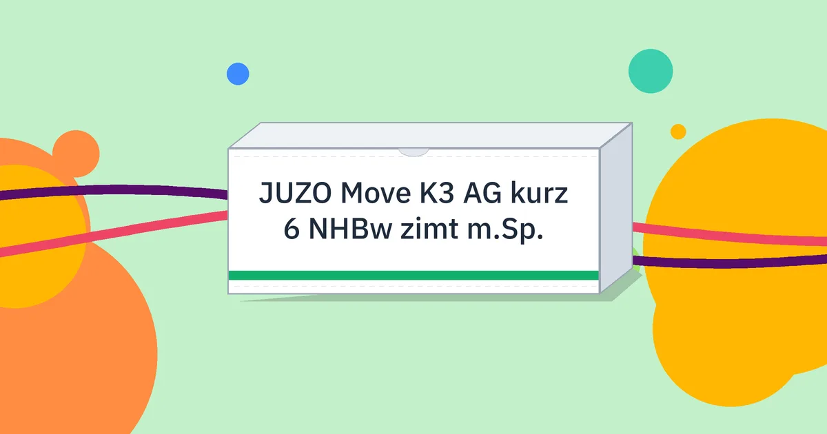 Symbolbild: Packung mit der Aufschrift JUZO Move K3 AG kurz 6 NHBw zimt m.Sp. (PZN 18578509) – Verfügbarkeit und Bezug in Apotheken in Frankfurt am Main