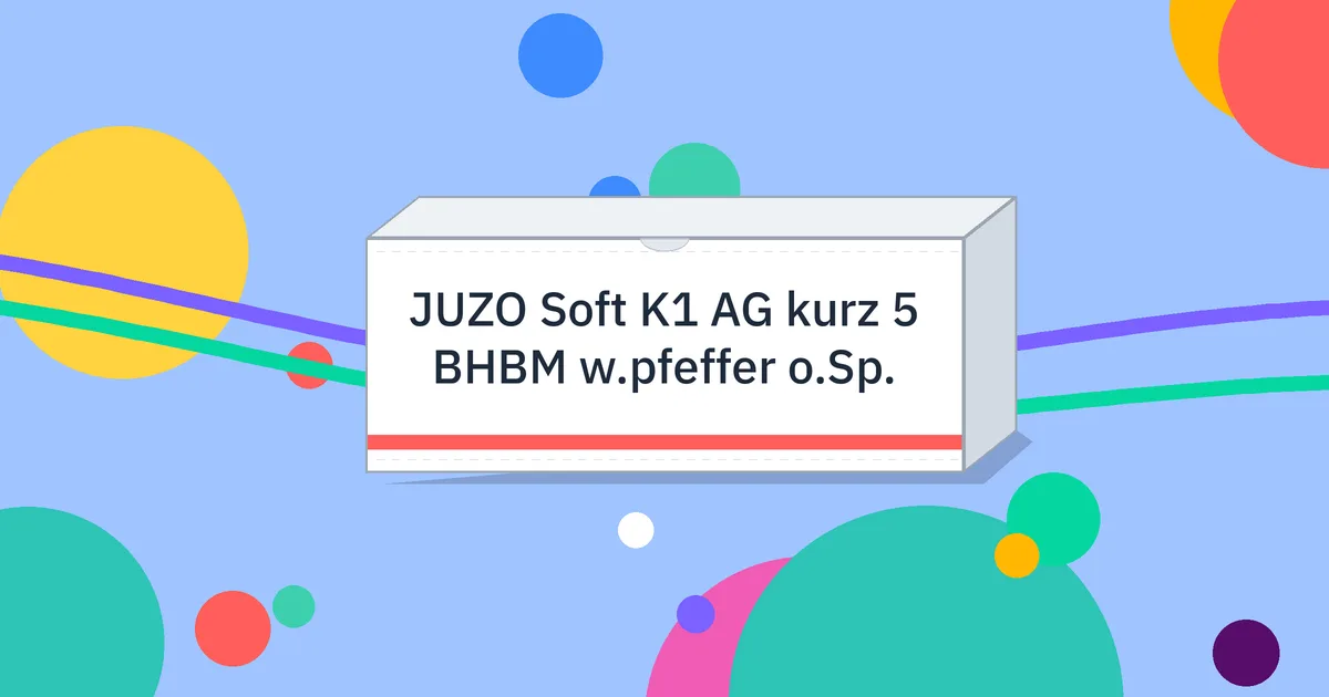 Symbolbild: Packung mit der Aufschrift JUZO Soft K1 AG kurz 5 BHBM w.pfeffer o.Sp. (PZN 14865353) – Verfügbarkeit und Bezug in Apotheken in Frankfurt am Main