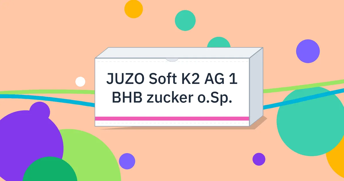 Symbolbild: Packung mit der Aufschrift JUZO Soft K2 AG 1 BHB zucker o.Sp. (PZN 14825193) – Verfügbarkeit und Bezug in Apotheken in Frankfurt am Main