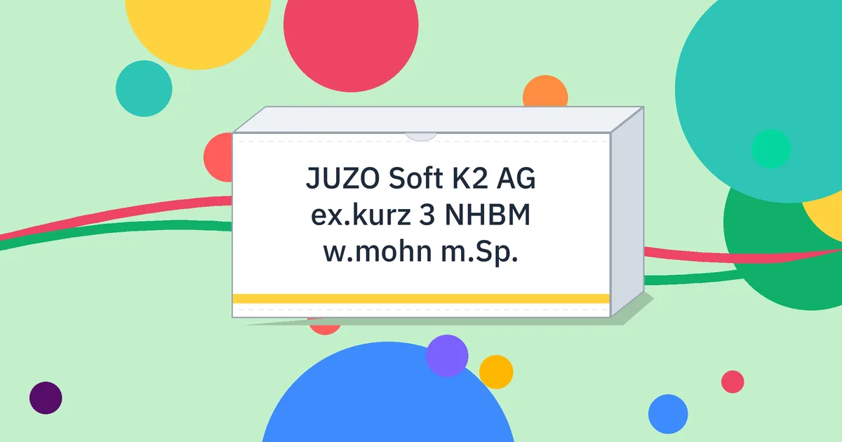 Symbolbild: Packung mit der Aufschrift JUZO Soft K2 AG ex.kurz 3 NHBM w.mohn m.Sp. (PZN 15022013) – Verfügbarkeit und Bezug in Apotheken in Frankfurt am Main