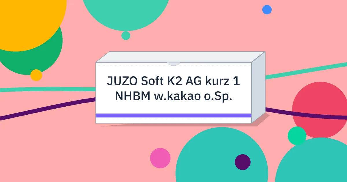Symbolbild: Packung mit der Aufschrift JUZO Soft K2 AG kurz 1 NHBM w.kakao o.Sp. (PZN 15001666) – Verfügbarkeit und Bezug in Apotheken in Frankfurt am Main
