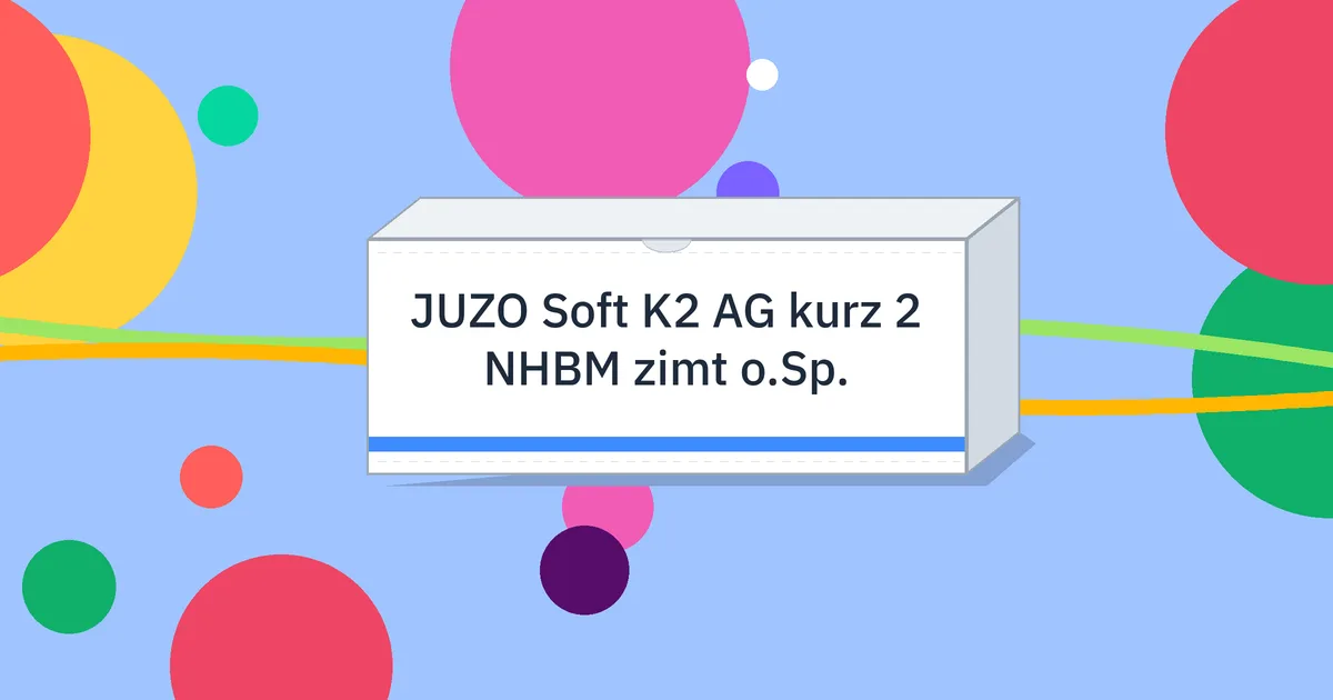 Symbolbild: Packung mit der Aufschrift JUZO Soft K2 AG kurz 2 NHBM zimt o.Sp. (PZN 14998120) – Verfügbarkeit und Bezug in Apotheken in Frankfurt am Main