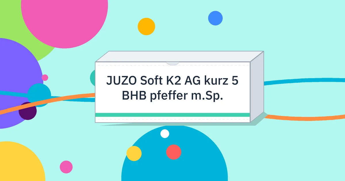 Symbolbild: Packung mit der Aufschrift JUZO Soft K2 AG kurz 5 BHB pfeffer m.Sp. (PZN 14825980) – Verfügbarkeit und Bezug in Apotheken in Frankfurt am Main