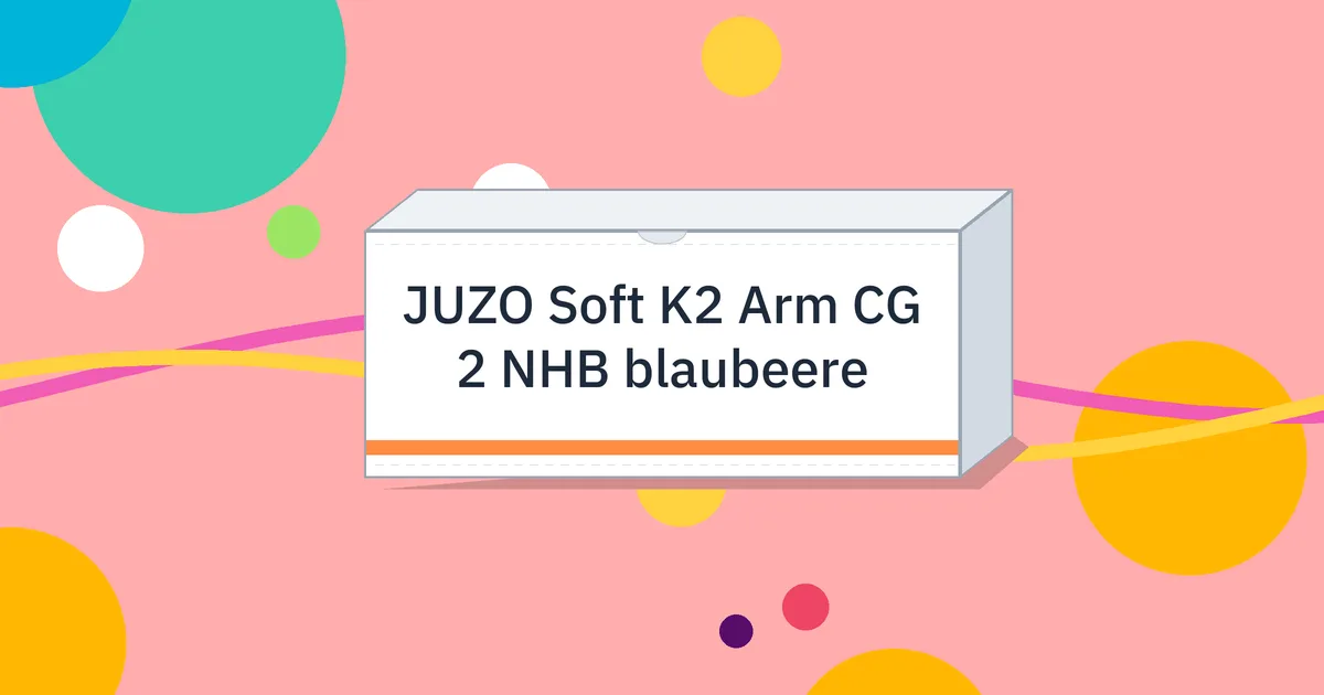 Symbolbild: Packung mit der Aufschrift JUZO Soft K2 Arm CG 2 NHB blaubeere (PZN 15510965) – Verfügbarkeit und Bezug in Apotheken in Frankfurt am Main