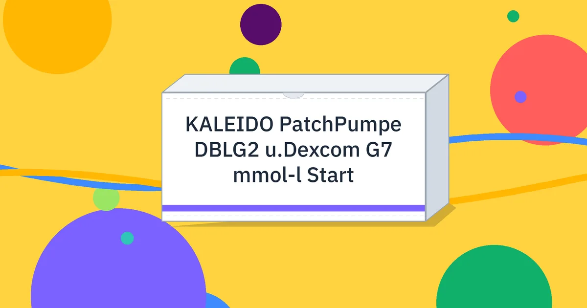 Symbolbild: Packung mit der Aufschrift KALEIDO PatchPumpe DBLG2 u.Dexcom G7 mmol-l Start (PZN 20916310) – Verfügbarkeit und Bezug in Apotheken in Frankfurt am Main