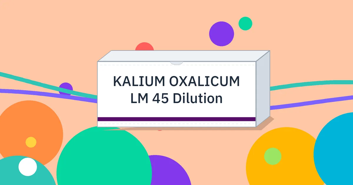 Symbolbild: Packung mit der Aufschrift KALIUM OXALICUM LM 45 Dilution (PZN 12923879) – Verfügbarkeit und Bezug in Apotheken in Frankfurt am Main