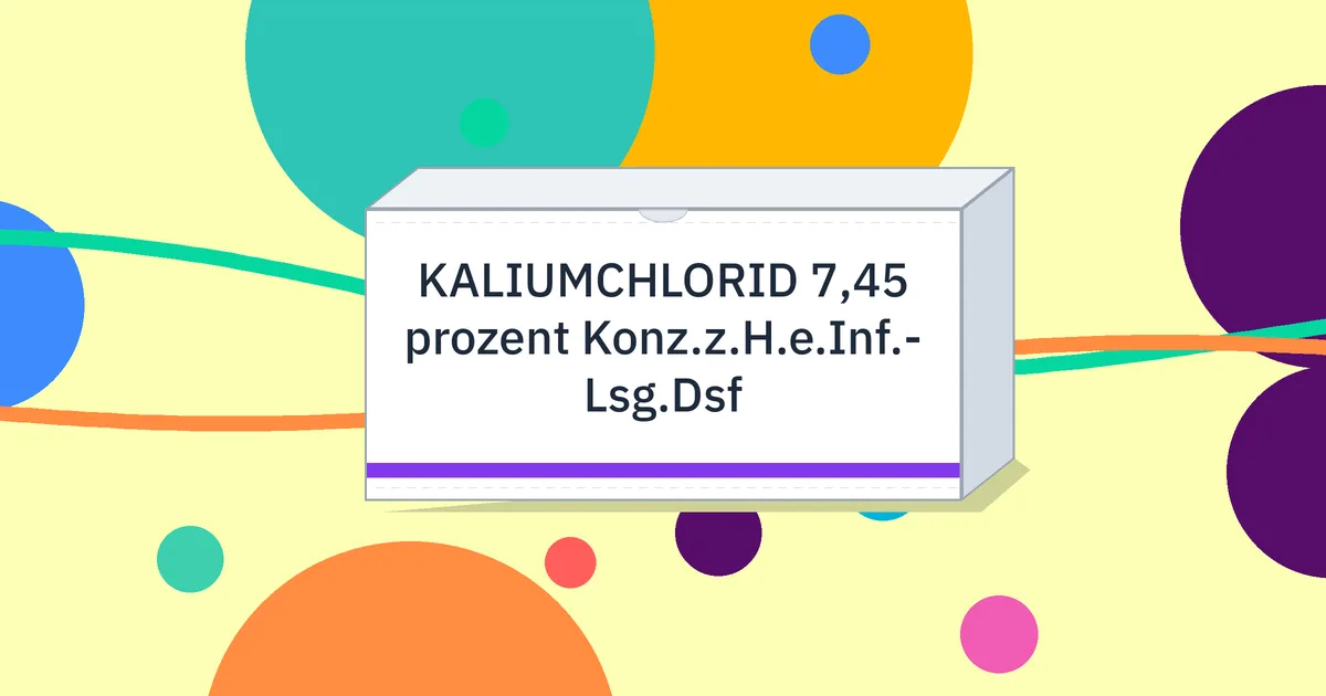 Symbolbild: Packung mit der Aufschrift KALIUMCHLORID 7,45 prozent Konz.z.H.e.Inf.-Lsg.Dsf (PZN 02418577) – Verfügbarkeit und Bezug in Apotheken in Frankfurt am Main