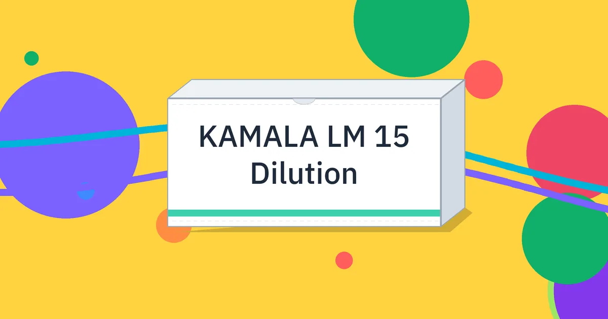Symbolbild: Packung mit der Aufschrift KAMALA LM 15 Dilution (PZN 13518075) – Verfügbarkeit und Bezug in Apotheken in Frankfurt am Main