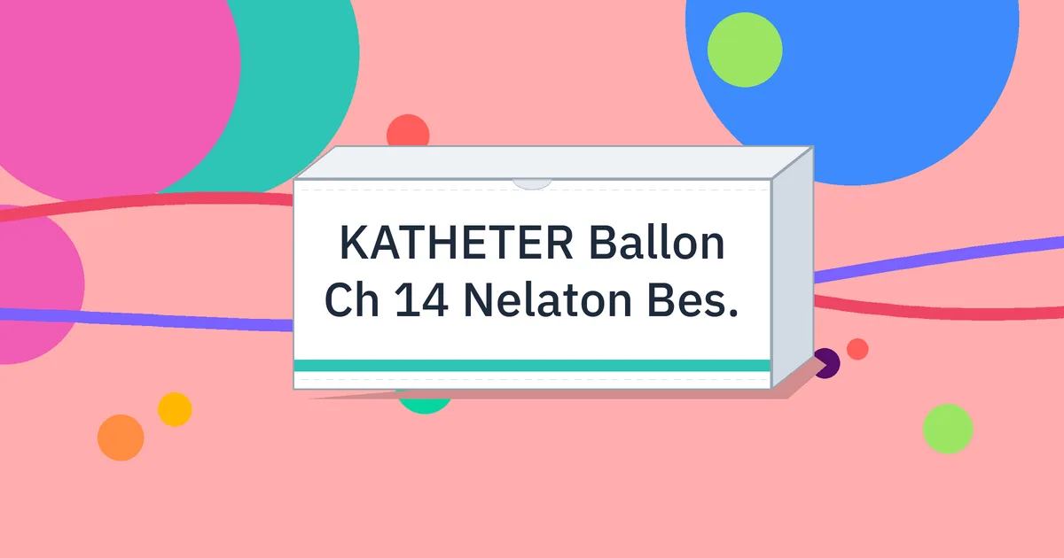 Symbolbild: Packung mit der Aufschrift KATHETER Ballon Ch 14 Nelaton Bes. (PZN 02441234) – Verfügbarkeit und Bezug in Apotheken in Frankfurt am Main