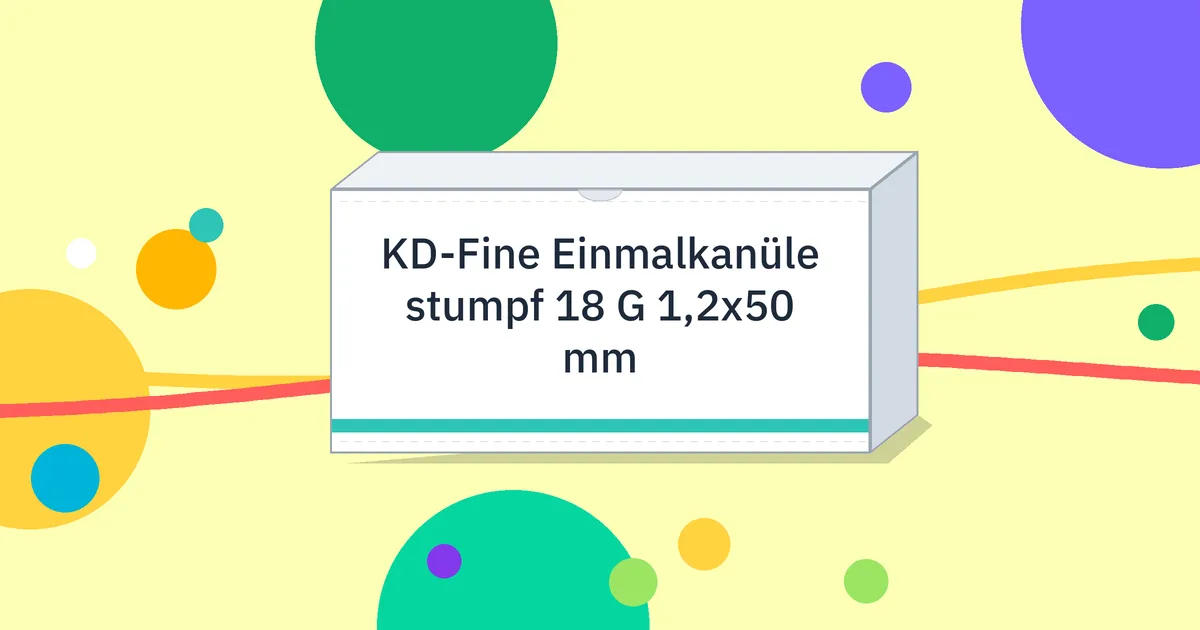 Symbolbild: Packung mit der Aufschrift KD-Fine Einmalkanüle stumpf 18 G 1,2x50 mm (PZN 20385108) – Verfügbarkeit und Bezug in Apotheken in Frankfurt am Main