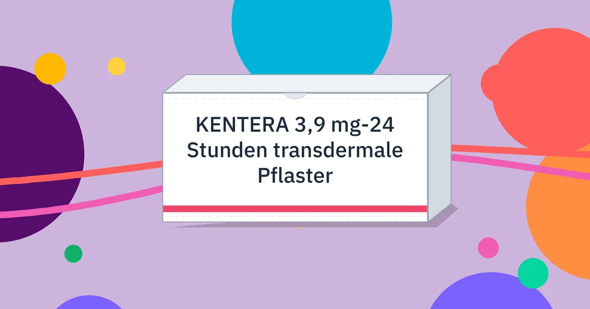 Symbolbild: Packung mit der Aufschrift KENTERA 3,9 mg-24 Stunden transdermale Pflaster (PZN 19441793) – Verfügbarkeit und Bezug in Apotheken in Frankfurt am Main