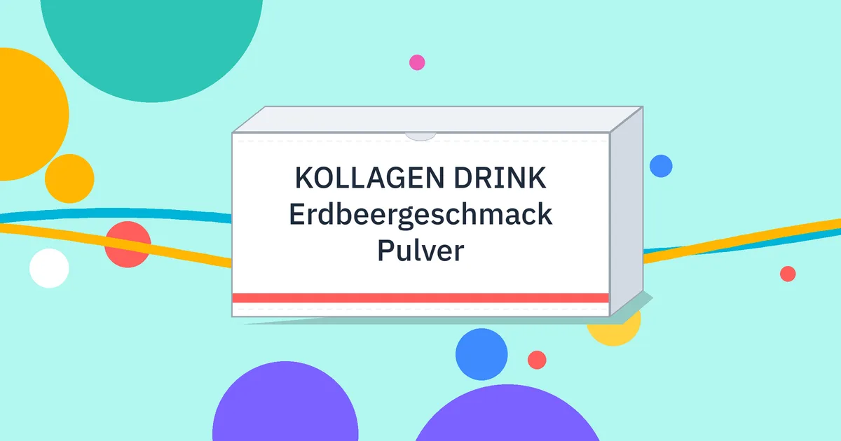 Symbolbild: Packung mit der Aufschrift KOLLAGEN DRINK Erdbeergeschmack Pulver (PZN 15571027) – Verfügbarkeit und Bezug in Apotheken in Frankfurt am Main