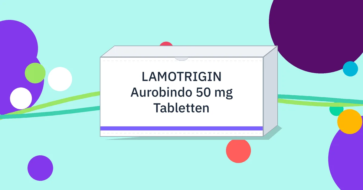 Symbolbild: Packung mit der Aufschrift LAMOTRIGIN Aurobindo 50 mg Tabletten (PZN 07712761) – Verfügbarkeit und Bezug in Apotheken in Frankfurt am Main