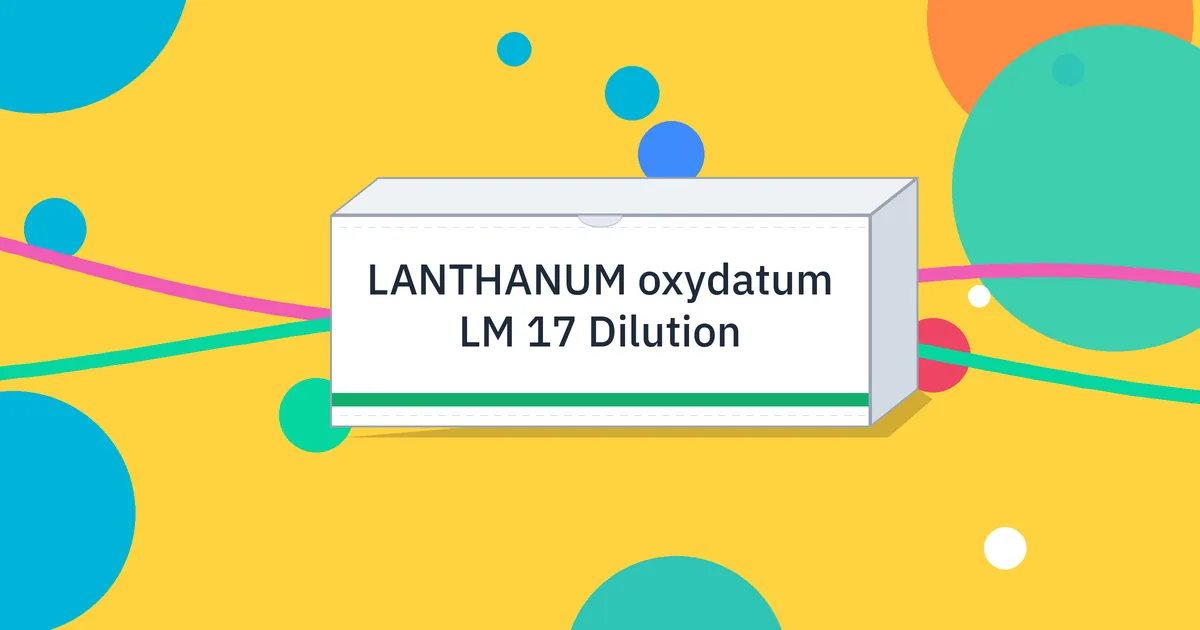 Symbolbild: Packung mit der Aufschrift LANTHANUM oxydatum LM 17 Dilution (PZN 13522272) – Verfügbarkeit und Bezug in Apotheken in Frankfurt am Main