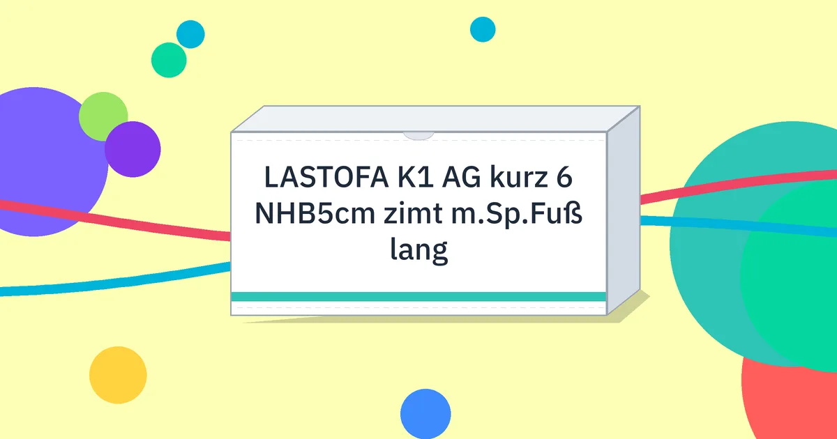 Symbolbild: Packung mit der Aufschrift LASTOFA K1 AG kurz 6 NHB5cm zimt m.Sp.Fuß lang (PZN 13794220) – Verfügbarkeit und Bezug in Apotheken in Frankfurt am Main
