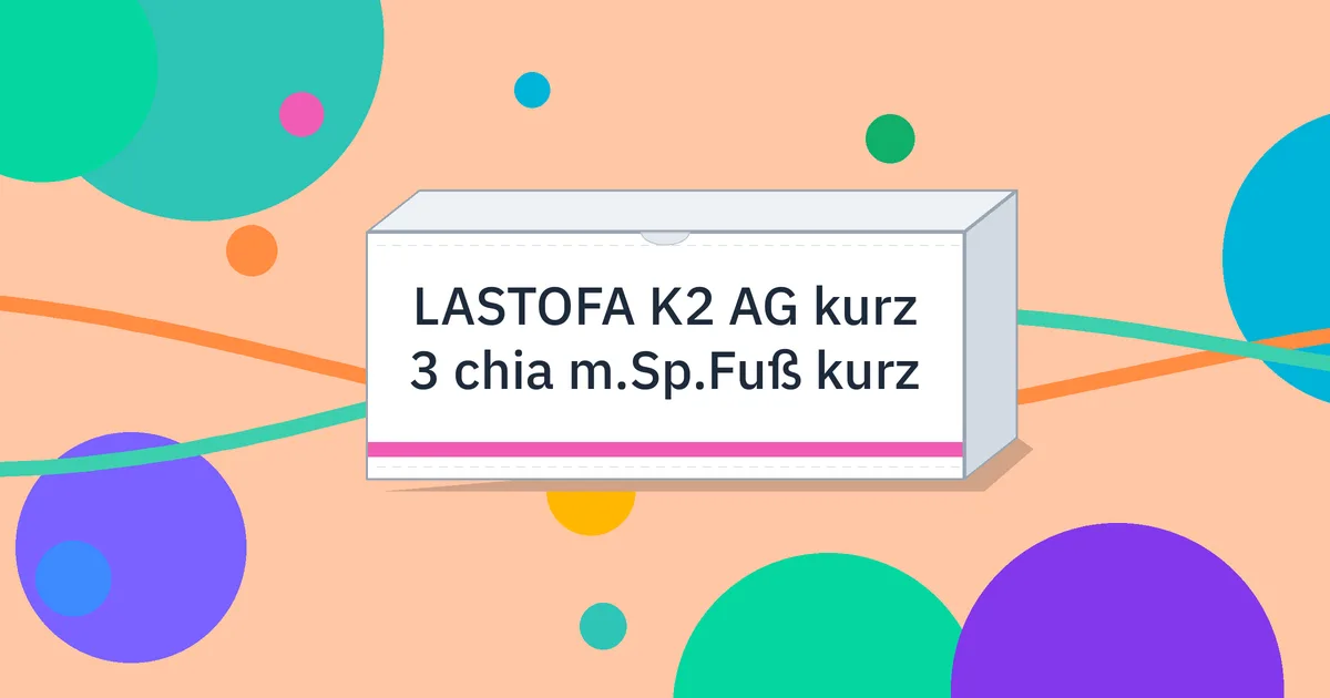 Symbolbild: Packung mit der Aufschrift LASTOFA K2 AG kurz 3 chia m.Sp.Fuß kurz (PZN 13803887) – Verfügbarkeit und Bezug in Apotheken in Frankfurt am Main