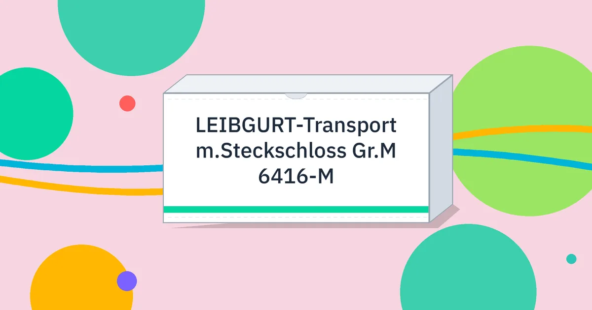 Symbolbild: Packung mit der Aufschrift LEIBGURT-Transport m.Steckschloss Gr.M 6416-M (PZN 13586510) – Verfügbarkeit und Bezug in Apotheken in Frankfurt am Main