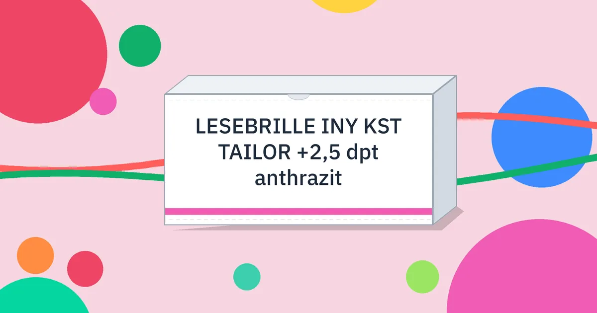 Symbolbild: Packung mit der Aufschrift LESEBRILLE INY KST TAILOR +2,5 dpt anthrazit (PZN 19928360) – Verfügbarkeit und Bezug in Apotheken in Frankfurt am Main