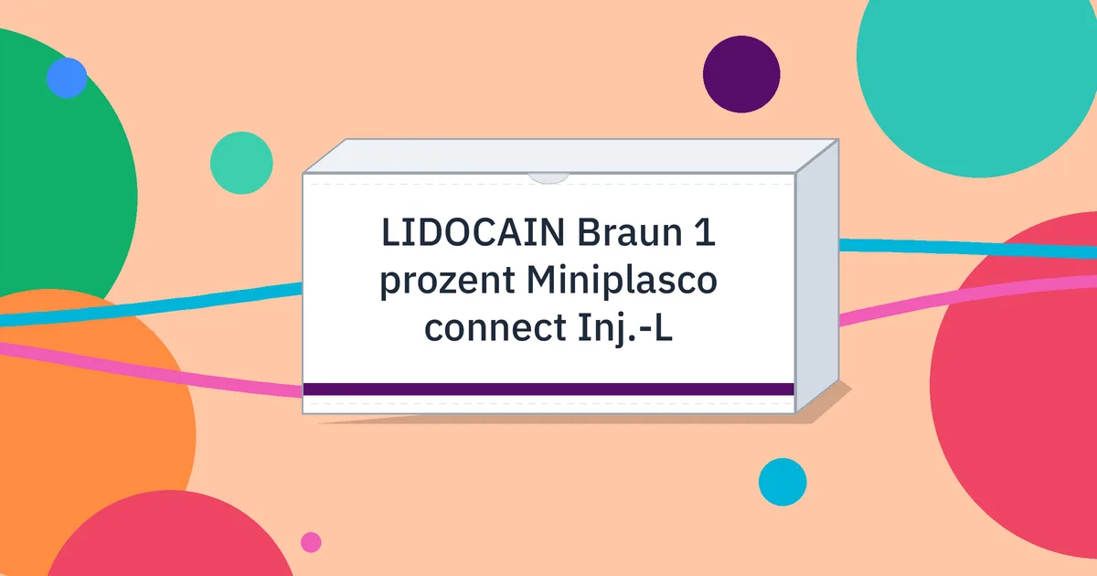 Symbolbild: Packung mit der Aufschrift LIDOCAIN Braun 1 prozent Miniplasco connect Inj.-L (PZN 03676844) – Verfügbarkeit und Bezug in Apotheken in Frankfurt am Main