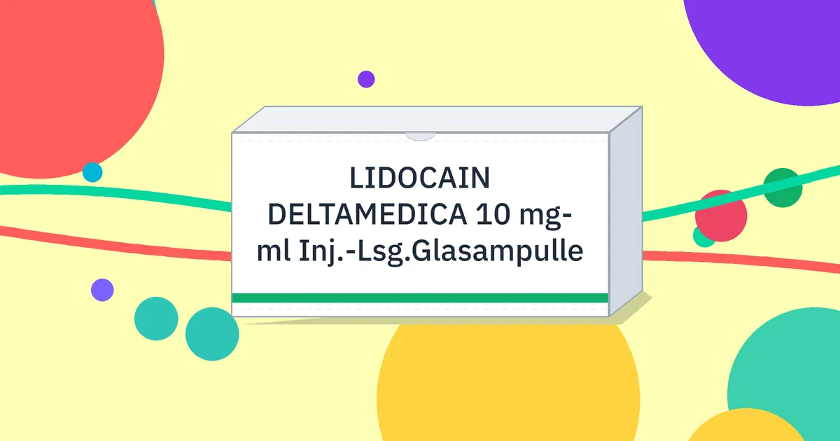 Symbolbild: Packung mit der Aufschrift LIDOCAIN DELTAMEDICA 10 mg-ml Inj.-Lsg.Glasampulle (PZN 09220246) – Verfügbarkeit und Bezug in Apotheken in Frankfurt am Main